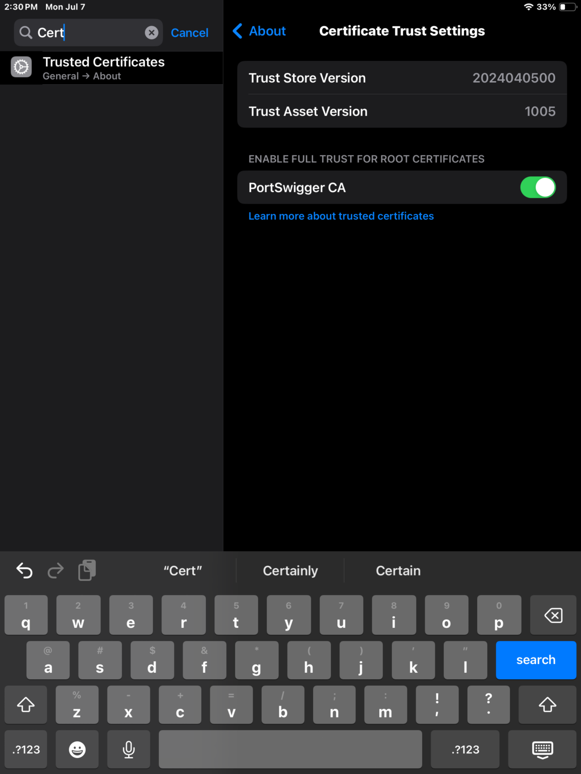 Configuring iOS Device with Burp Suite
