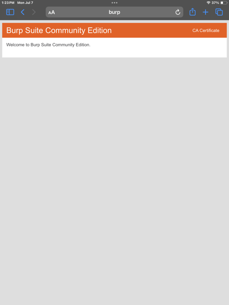 Configuring iOS Device with Burp Suite