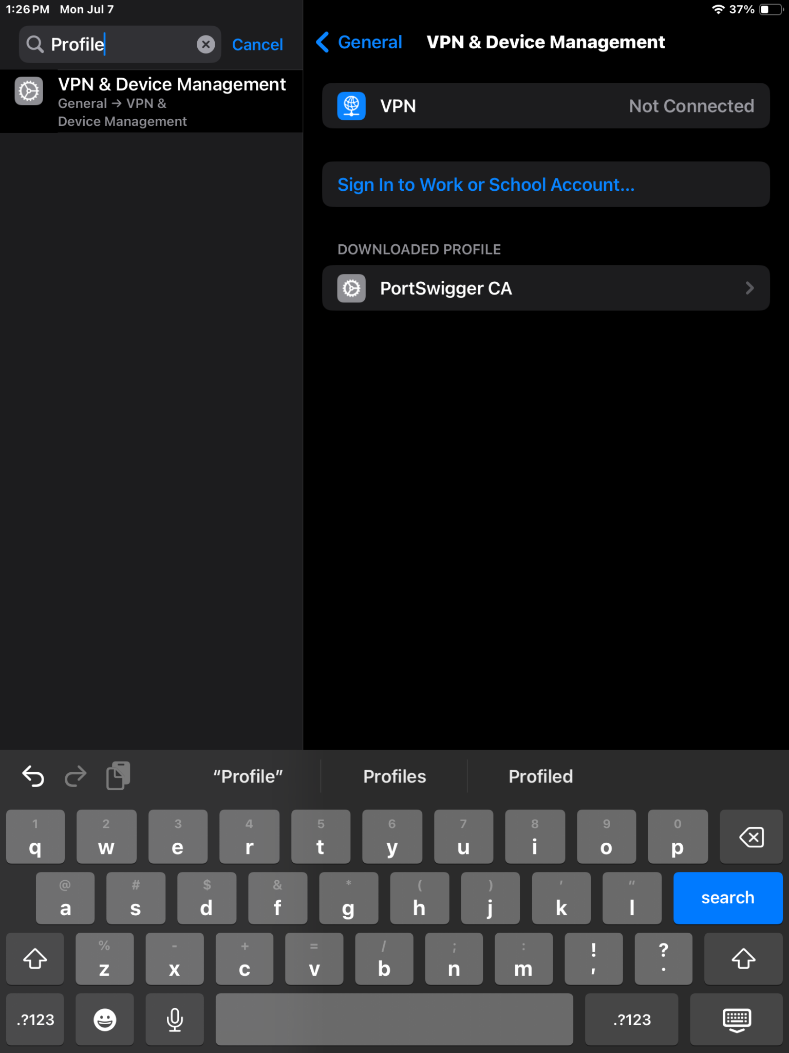 Configuring iOS Device with Burp Suite
