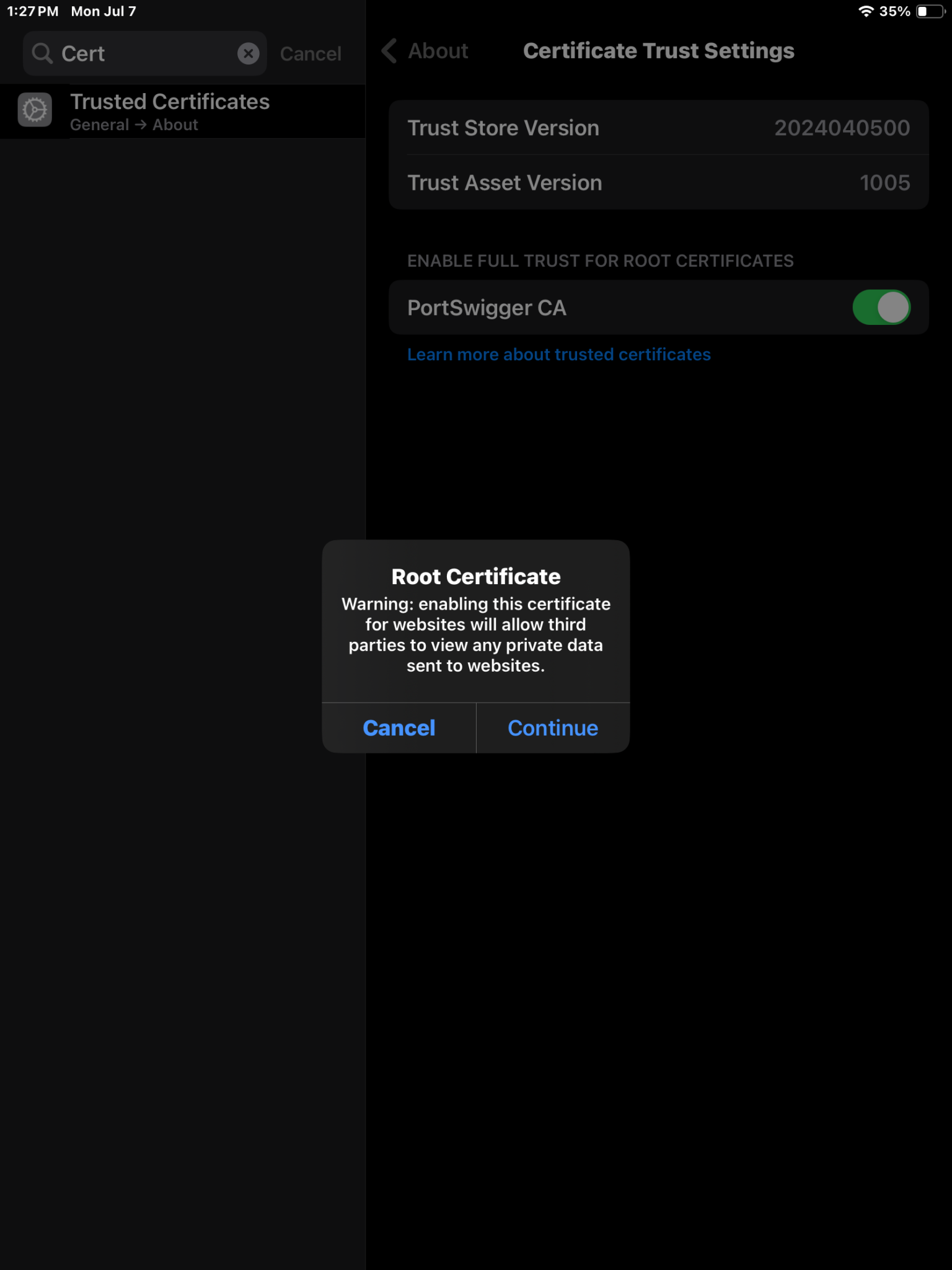Configuring iOS Device with Burp Suite